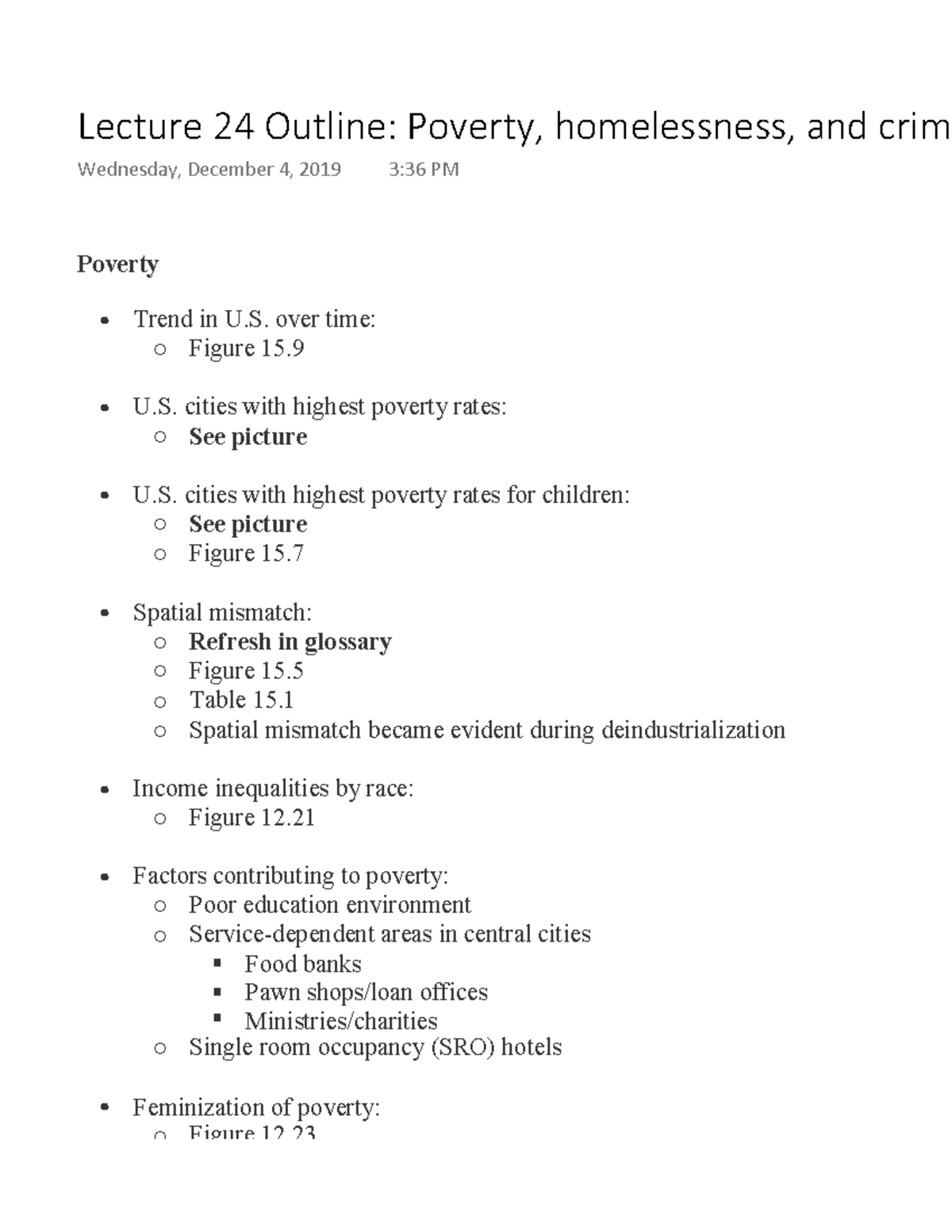 Lecture 24 Outline Poverty, homelessness, and crime - Warning: TT ...