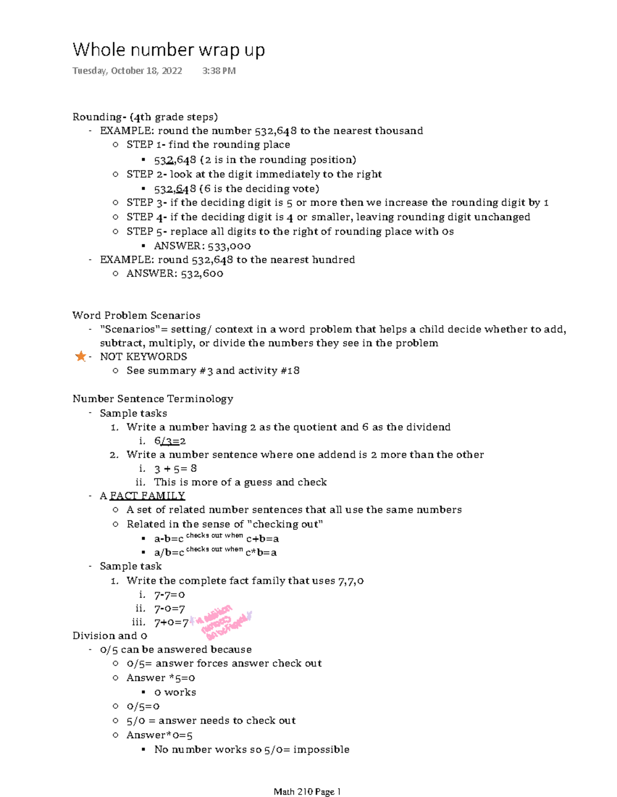 Whole number wrap up - Rounding- (4th grade steps) EXAMPLE: round the ...