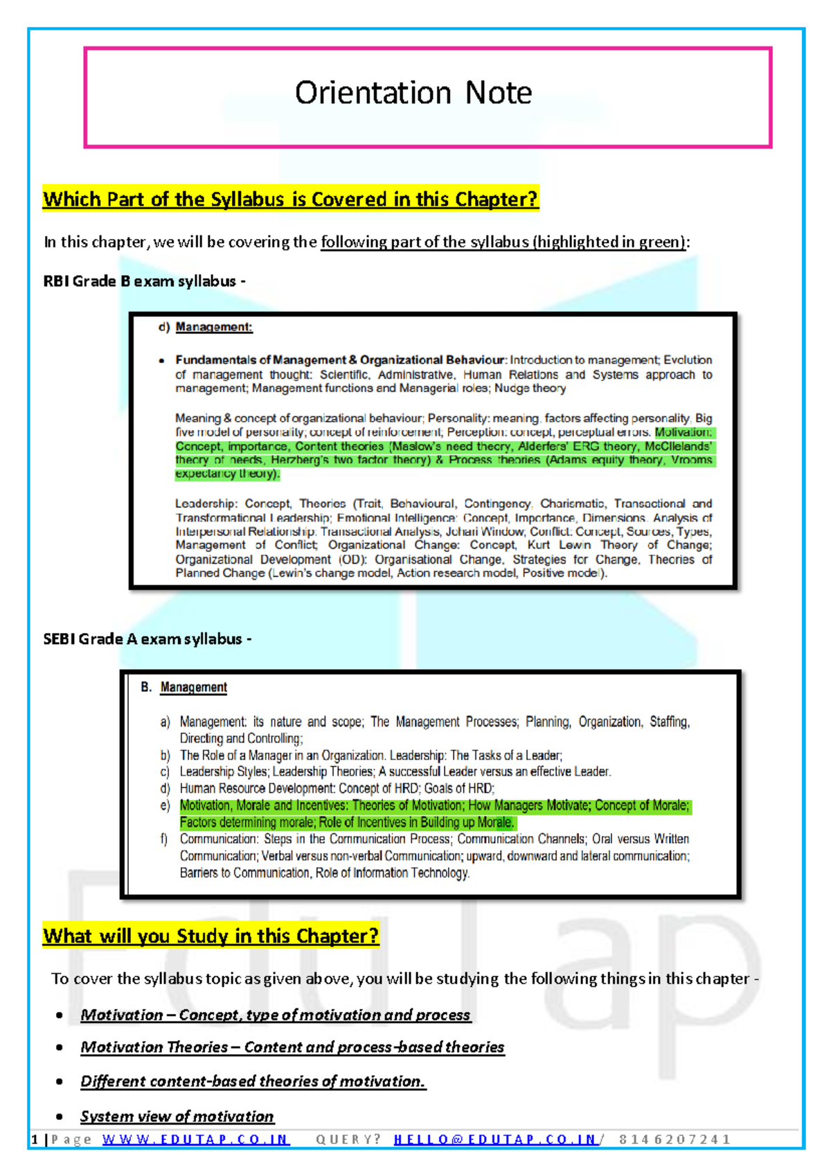 Orientation Note - Motivation Part 1 lyst7512 - Orientation Note Which ...