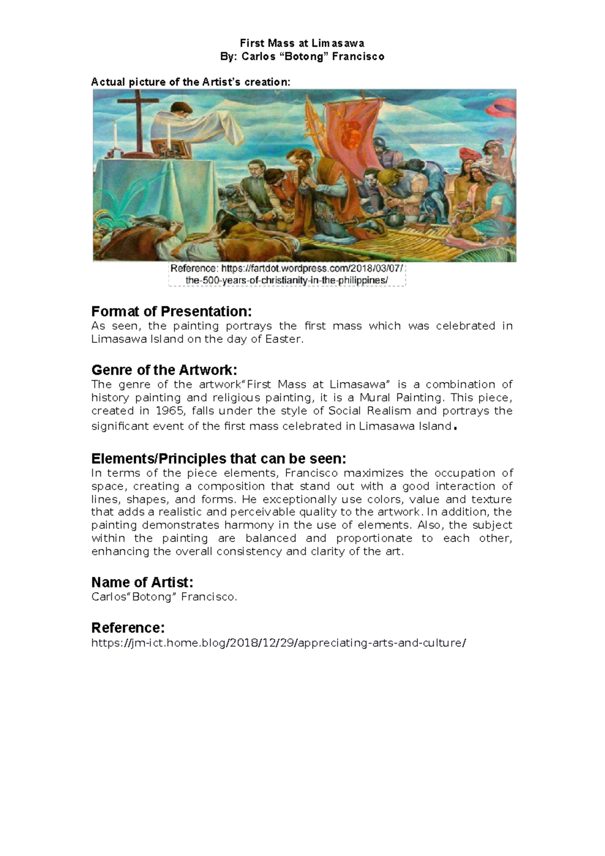 Contemporary- Module 4 - First Mass at Limasawa By: Carlos “Botong ...