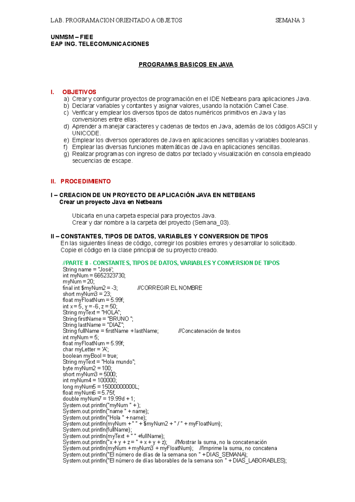 LABORATORIO 03 - Programas básicos en Java - EJERCICIOS PRACTICOS ...
