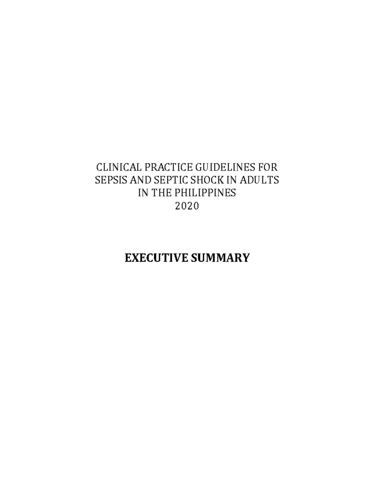 2020 CPG for Sepsis in Adults Executive Summary - CLINICAL PRACTICE ...