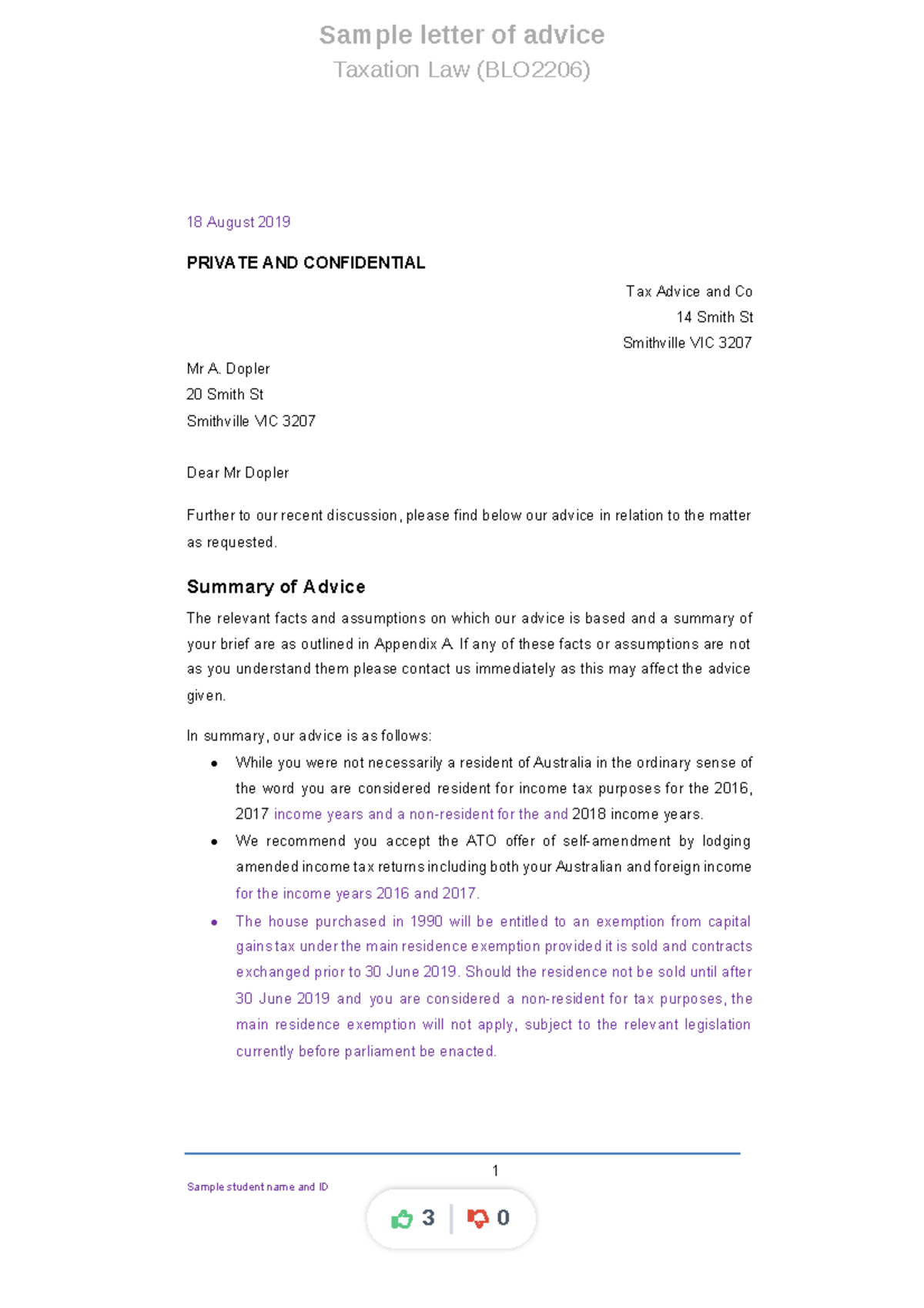 Sample-letter-of-advice compress - Sample letter of advice Taxation Law ...