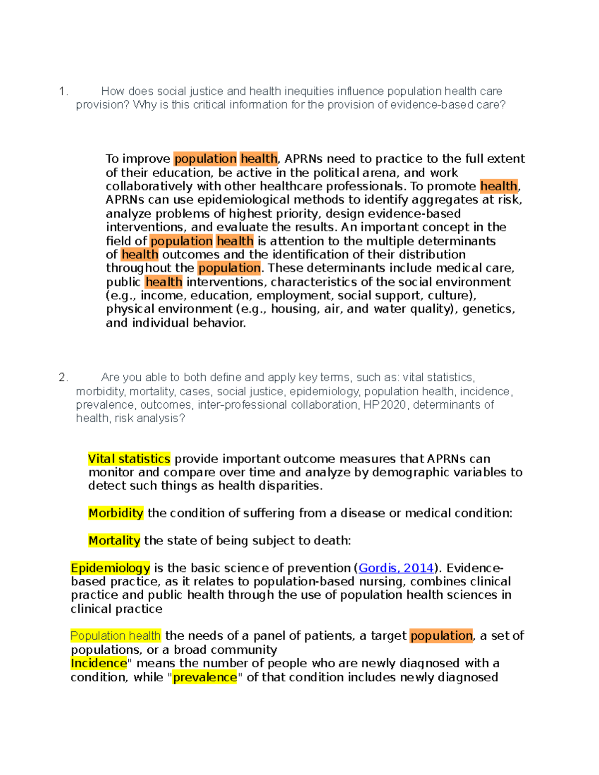 Final Population Health Study Guide - How does social justice and ...