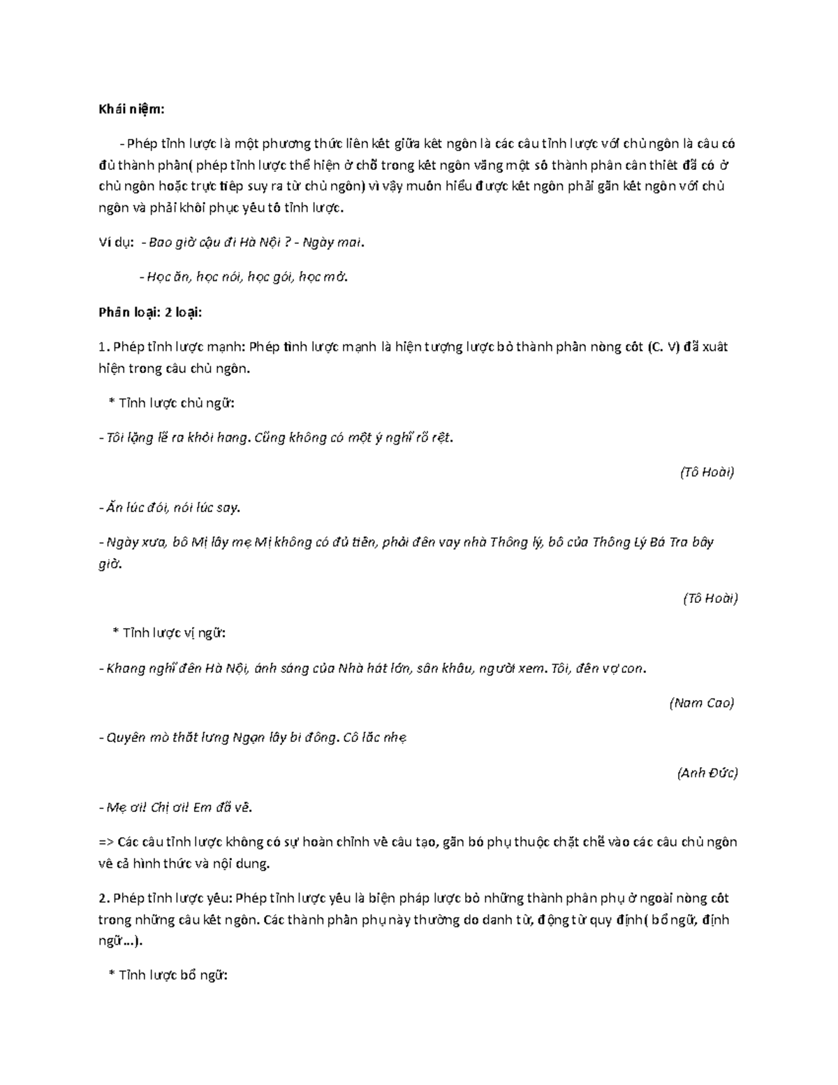 Phép tỉnh lược - Phep tinh luoc - Khái ni m:ệ - Phép t nh lỉ ược là m t ph ộ ương th c liên kêết ...