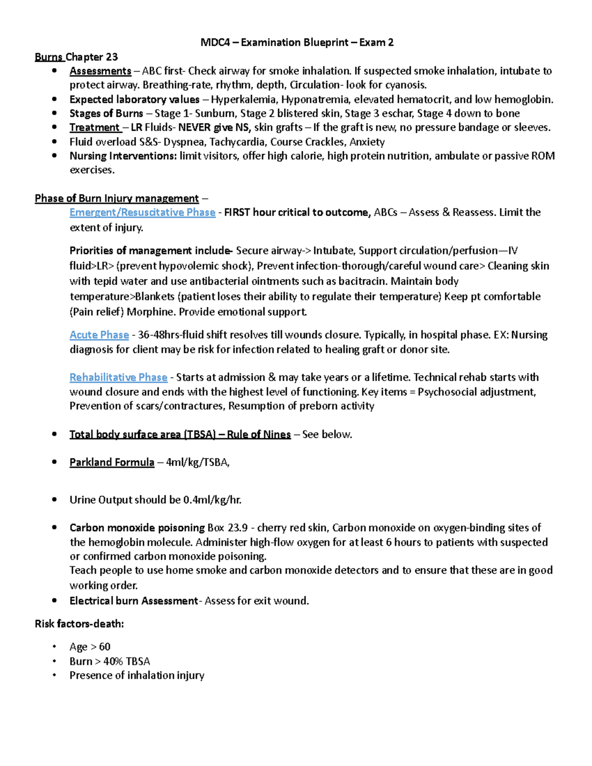 MDC4 Exam 2 Blueprint (Review) - MDC4 – Examination Blueprint – Exam 2 ...