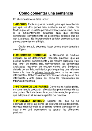 Estructura DE UNA Sentencia - ESTRUCTURA DE UNA SENTENCIA Las partes de ...