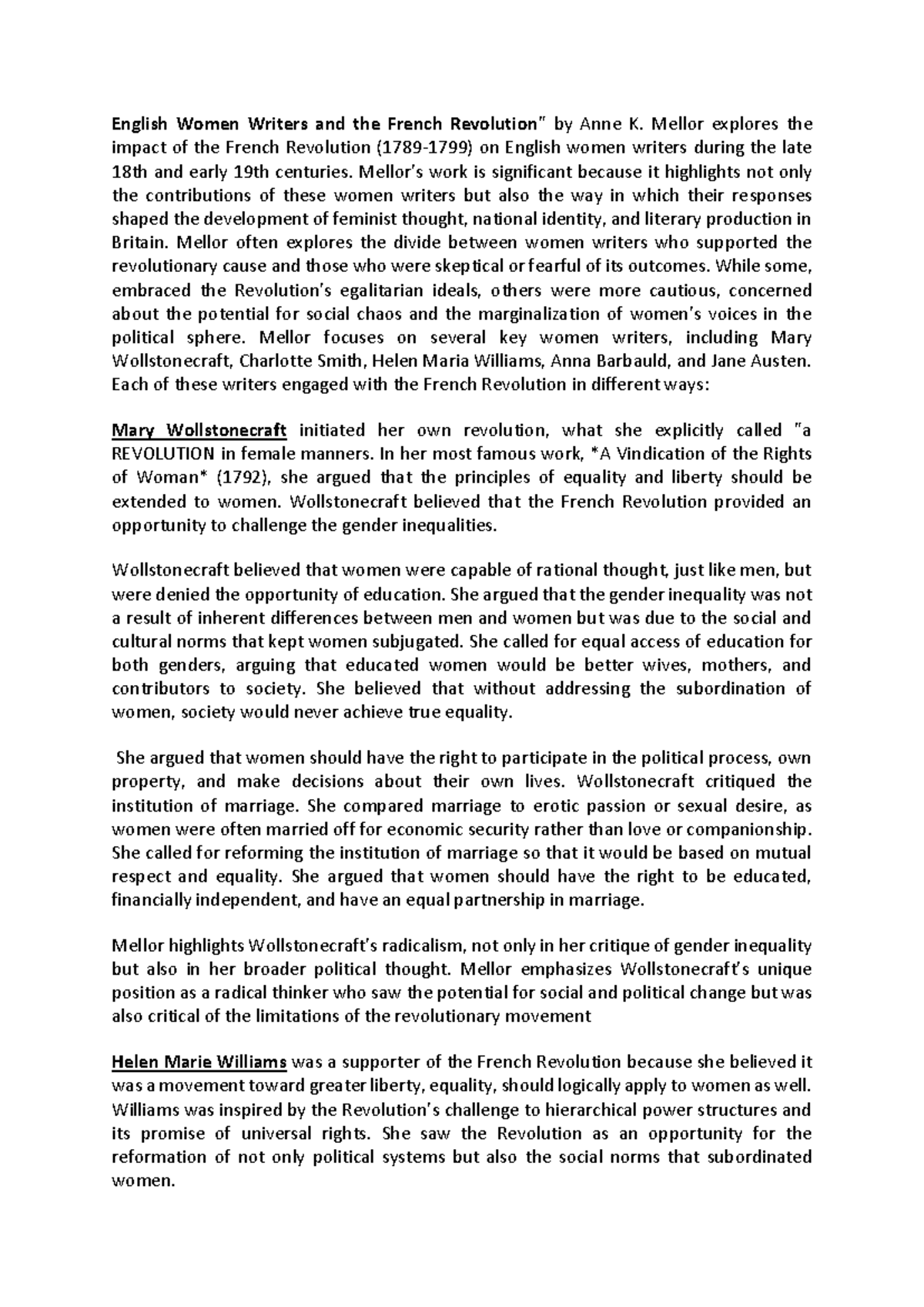 Europe - to understand the role of women in french revolution - English ...