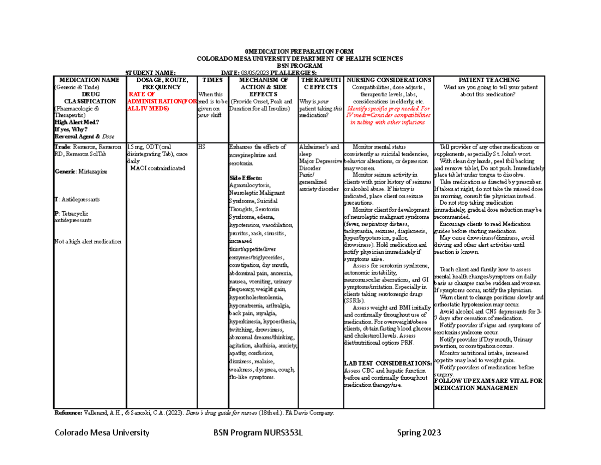 Med prep forms PM SIM - Important med preps with lots of information ...