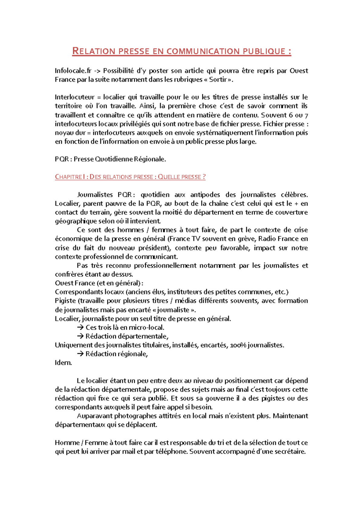 Relation presse en communication publique - RELATION PRESSE EN ...