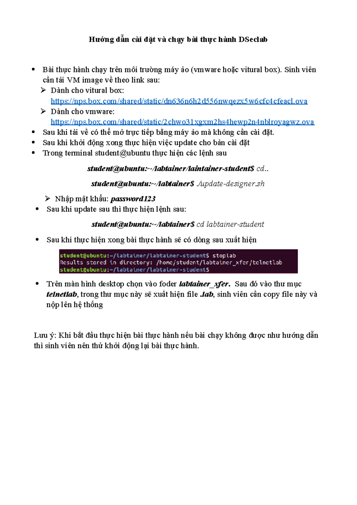 Huong dan cai dat và chay bai thuc hanh Dseclab - Hướng dẫn cài đặt và chạy bài thực hành ...