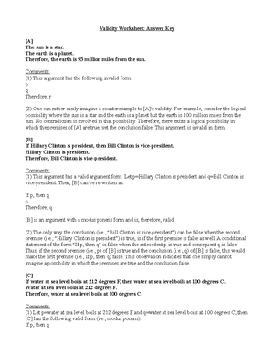 Validity Worksheet(1) - Validity Worksheet A valid argument is one that ...