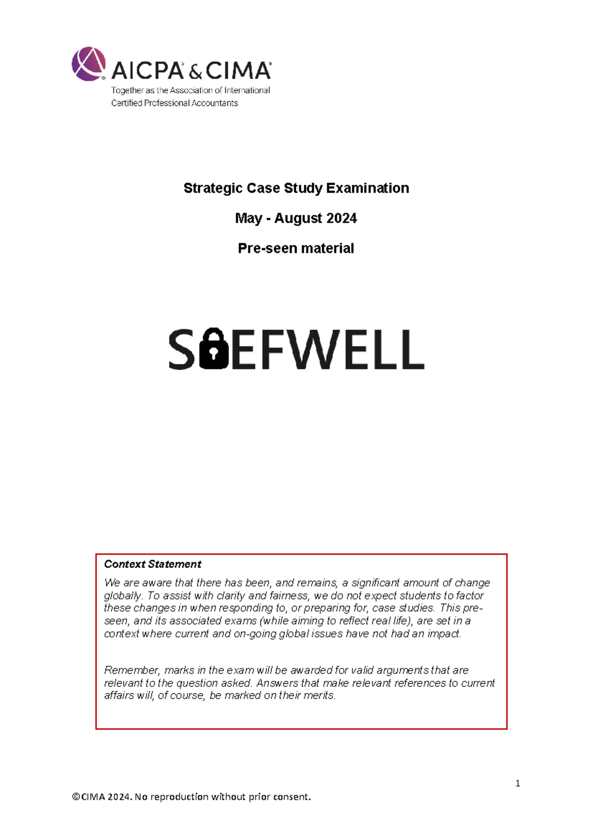 1. SCS May Aug24 Pre seen material - ####### 1 Strategic Case Study ...