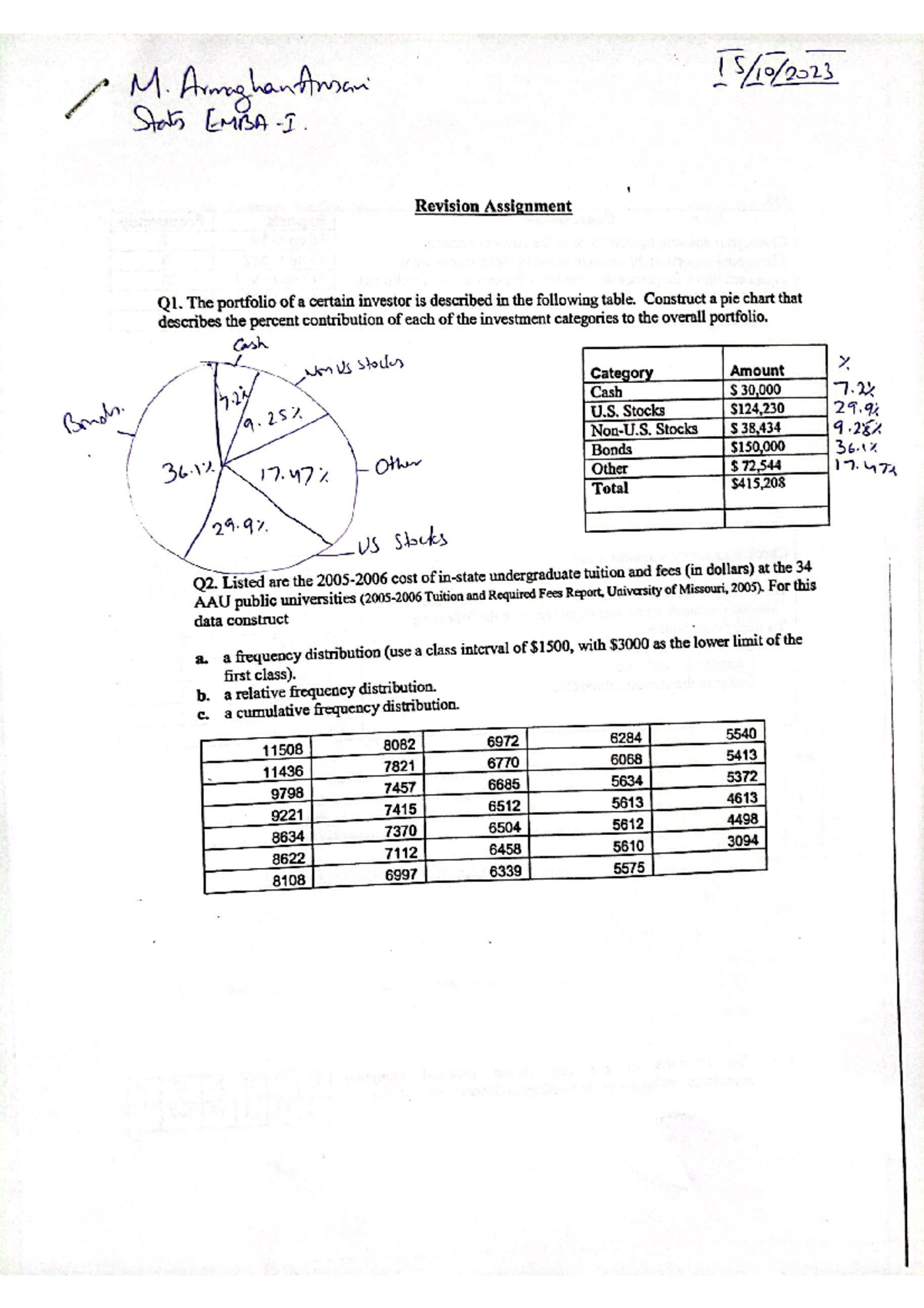 Revision paper - EMBA 1 - Business Mathematics and Statistics - Studocu