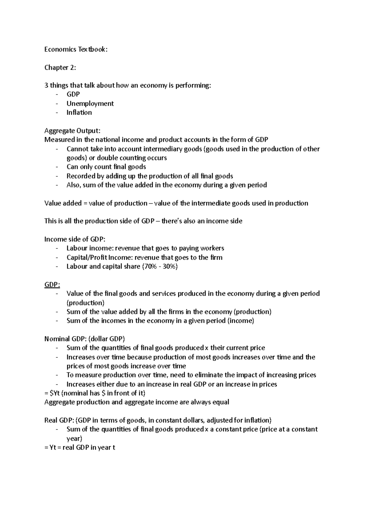 Summary Macroeconomics - Economics Textbook: Chapter 2: 3 things that ...