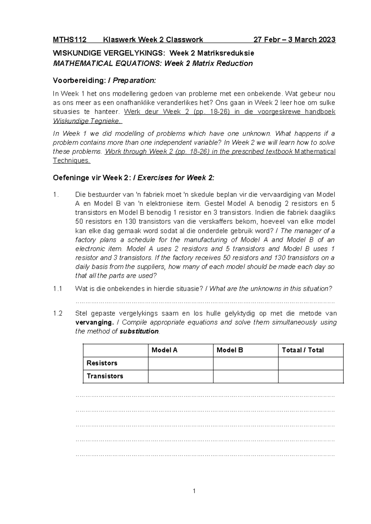 MTHS112 Week 2 2022 - lecture summaries and practise activity for week ...