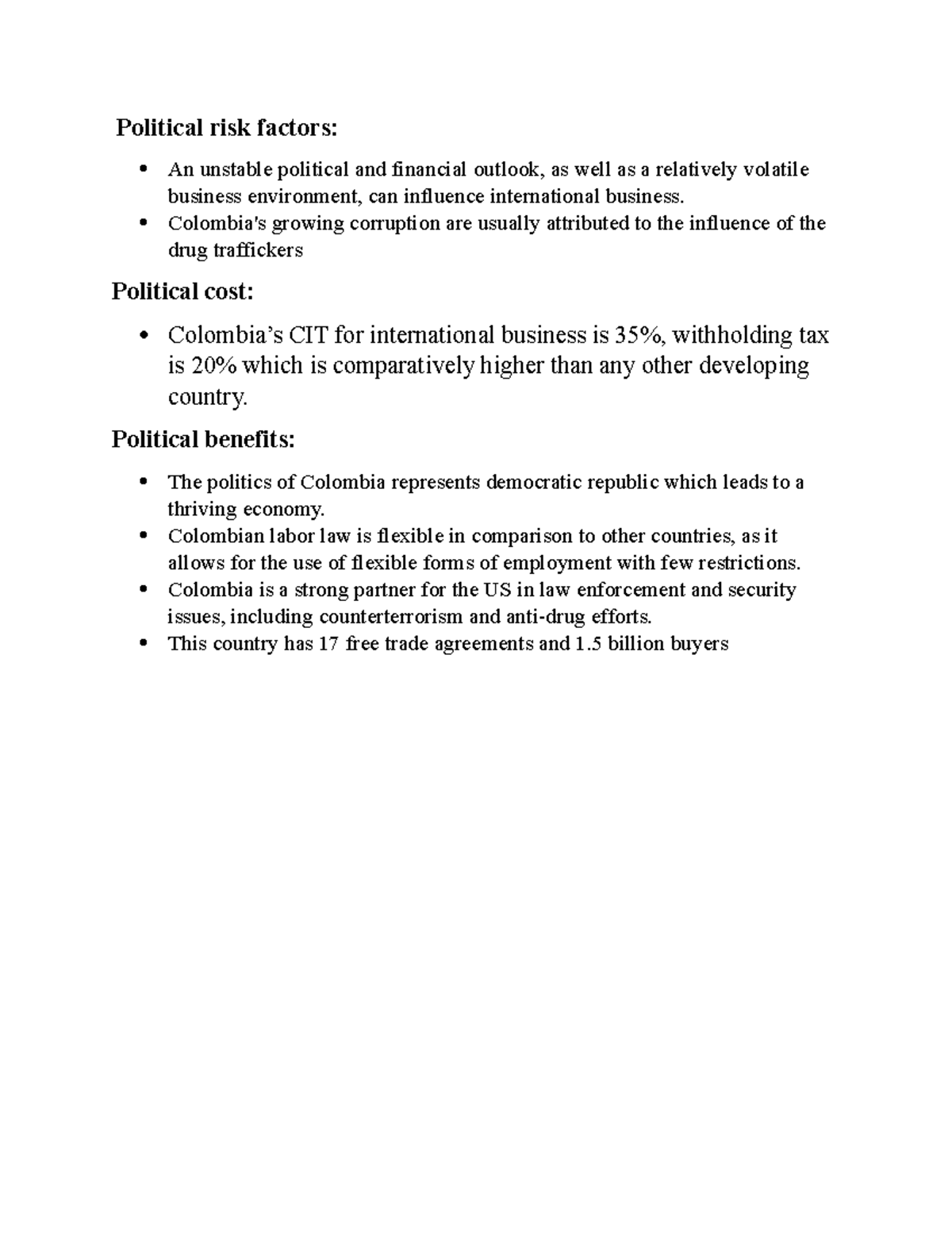 Inbpolitical factors - Political risk factors: An unstable political ...