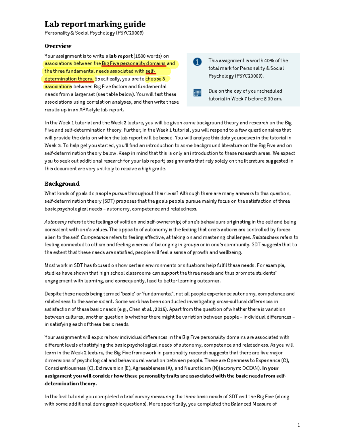 2021 Assessment marking guide Final - Lab report marking guide ...