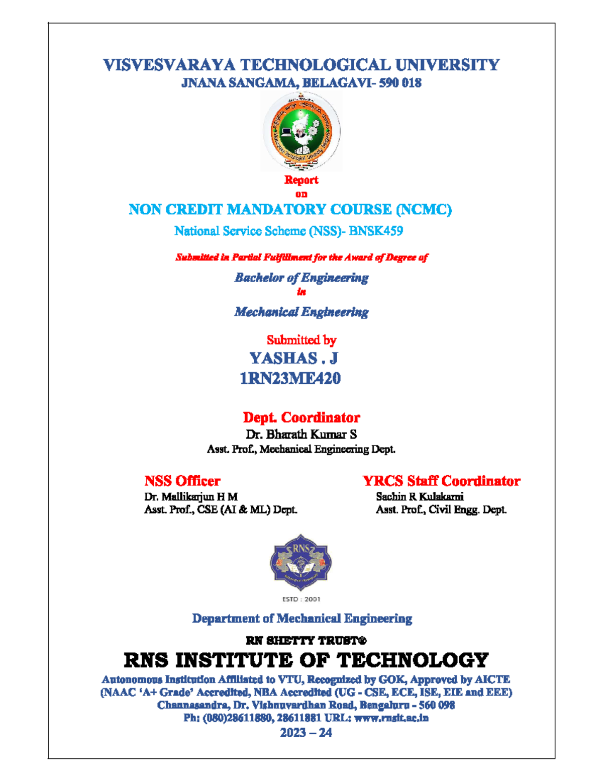 Colour print yashas - sample module - VISVESVARAYA TECHNOLOGICAL ...