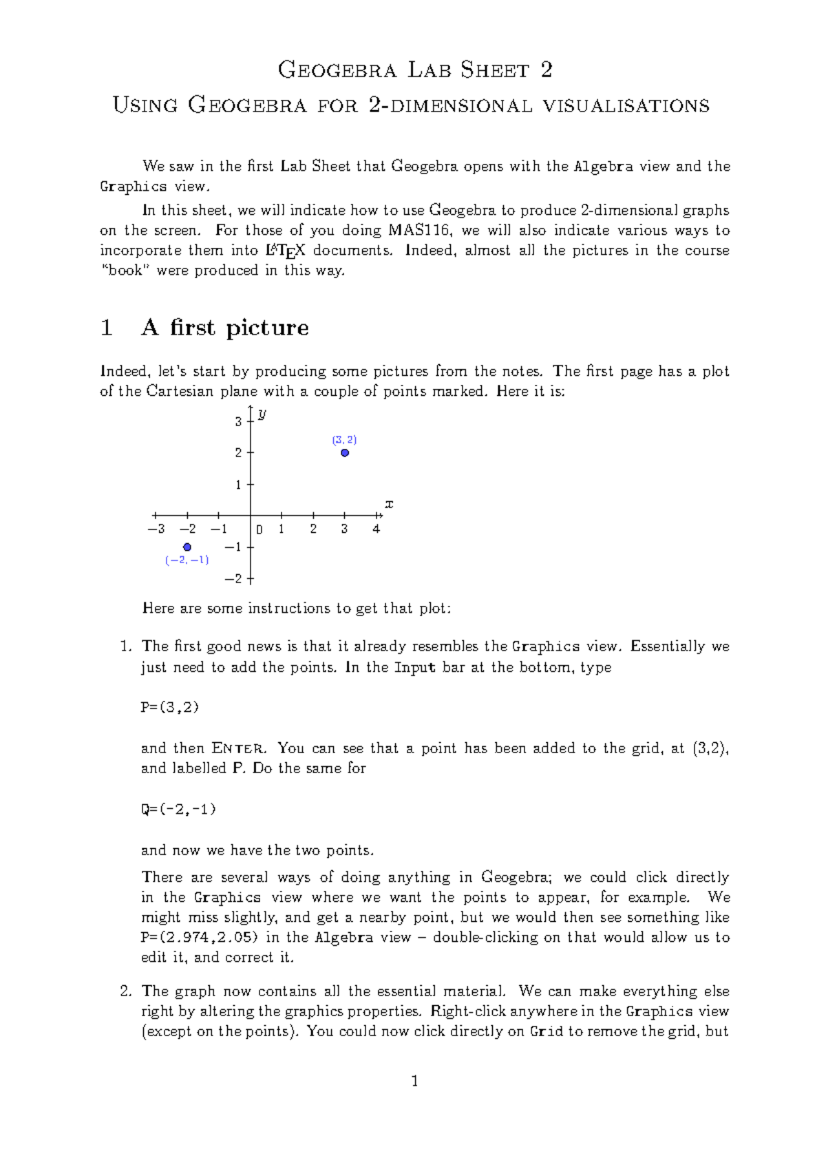 Labsheet 02 2d - GeoGebra Lab Sheet 2 for MAS106 for the 22/23 academic year. Module taught by ...
