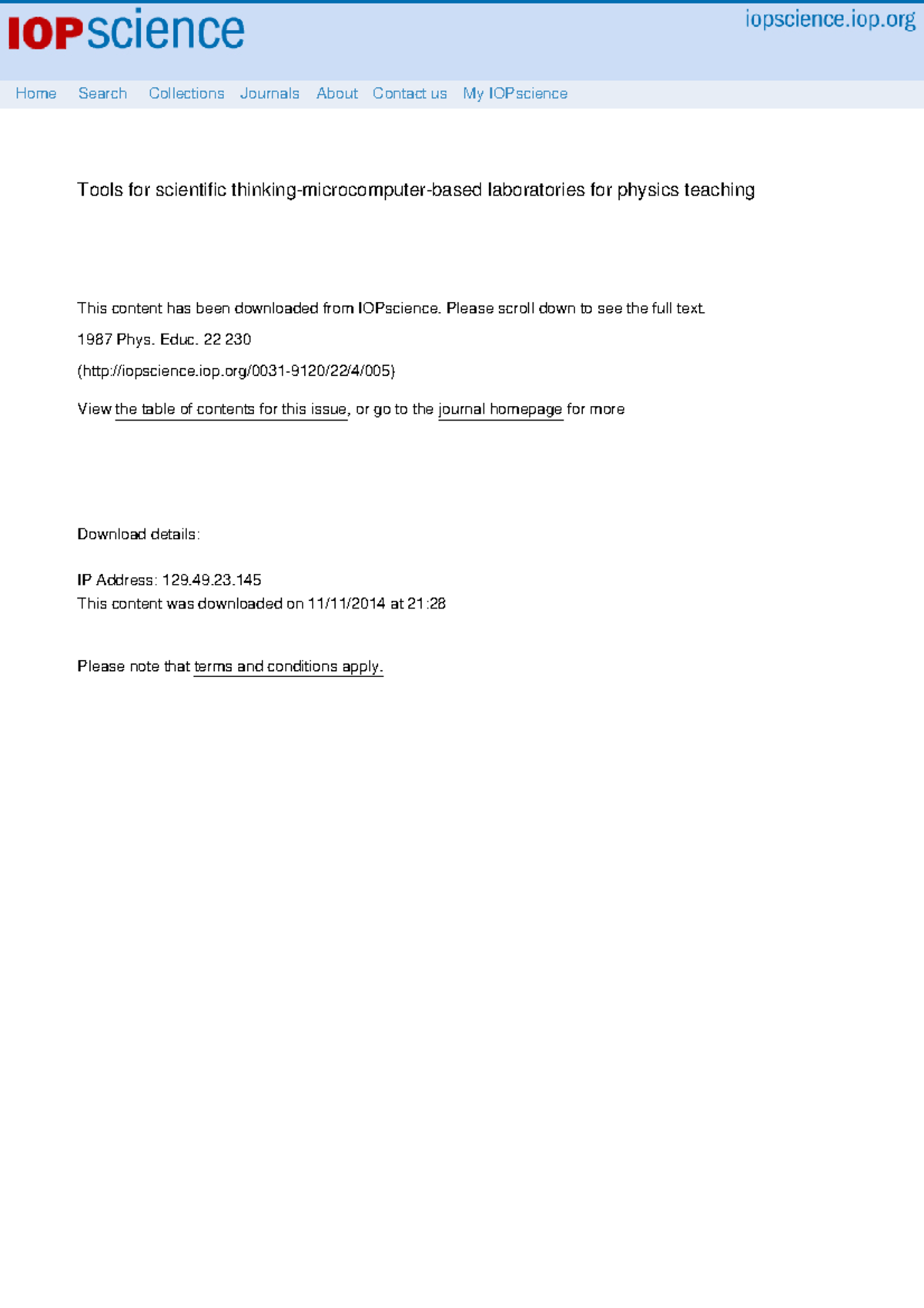 Tools for scientific thinking-microcomputer-based laboratories for ...