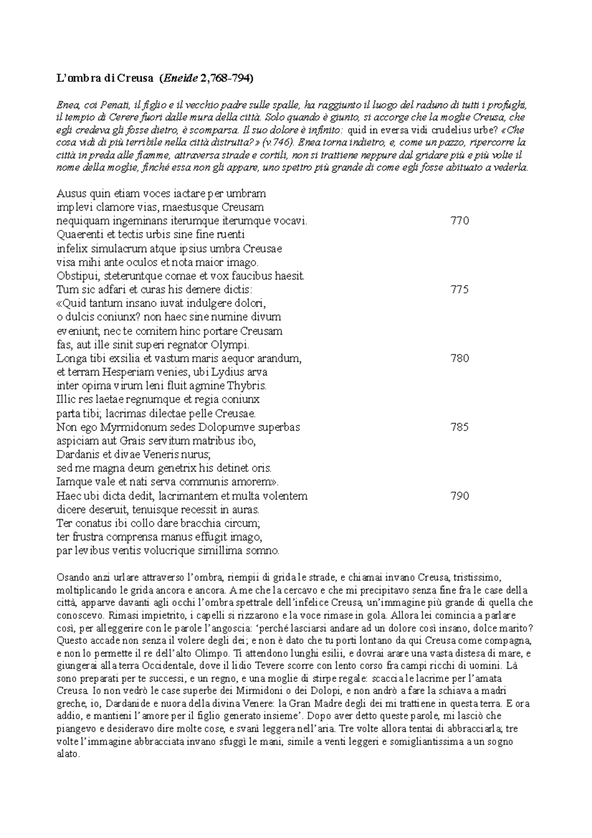 Creusa-2 - other - L’ombra di Creusa (Eneide 2,768-794) Enea, coi ...