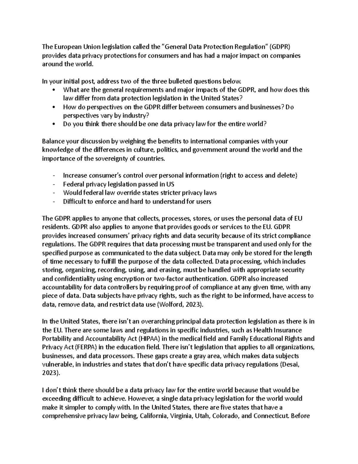 5-1 Discussion - Data Privacy Considerations - The European Union ...