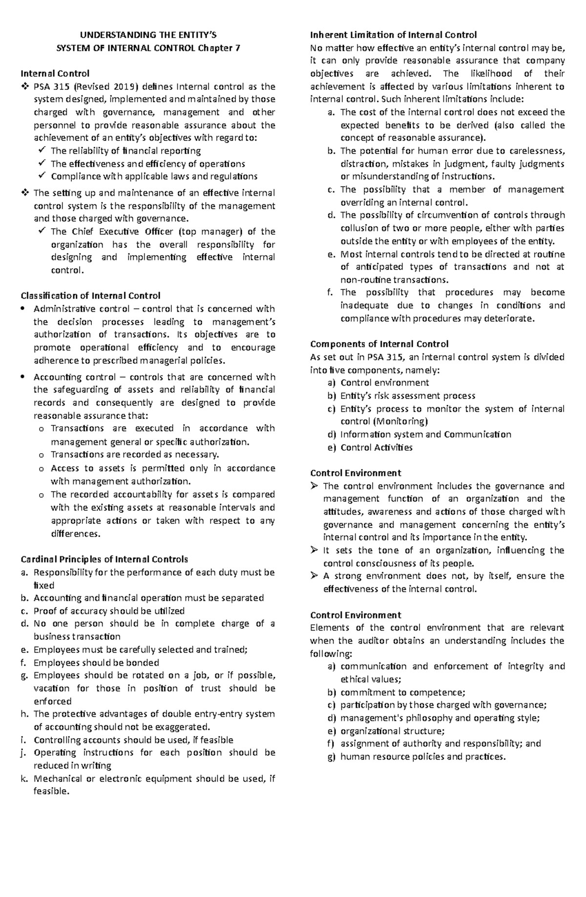 Chapter-7- Understanding-THE- Entitys- System-OF- Internal- Control - UNDERSTANDING THE ENTITY’S ...