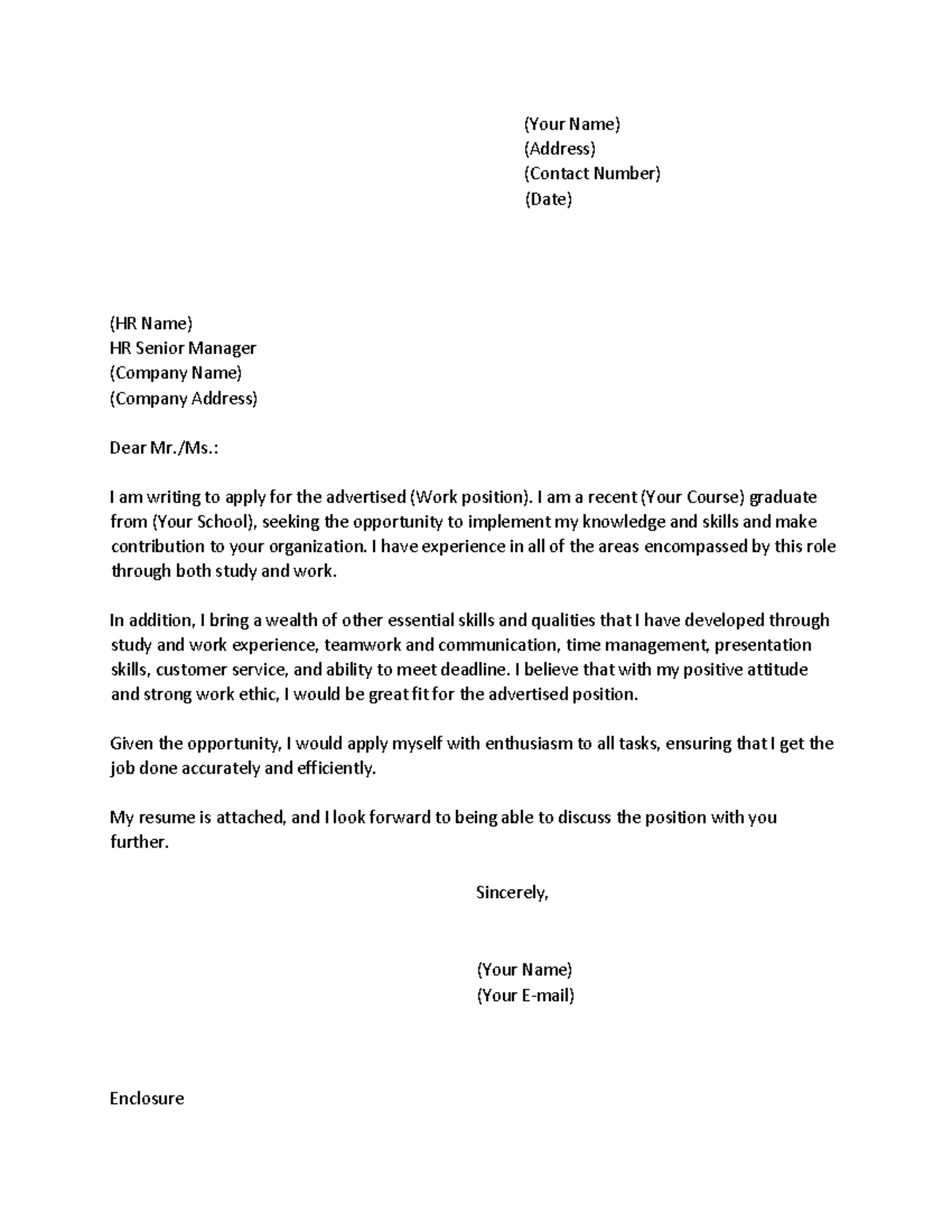 Application Letter Grade A Entrepreneurship Business Mgt