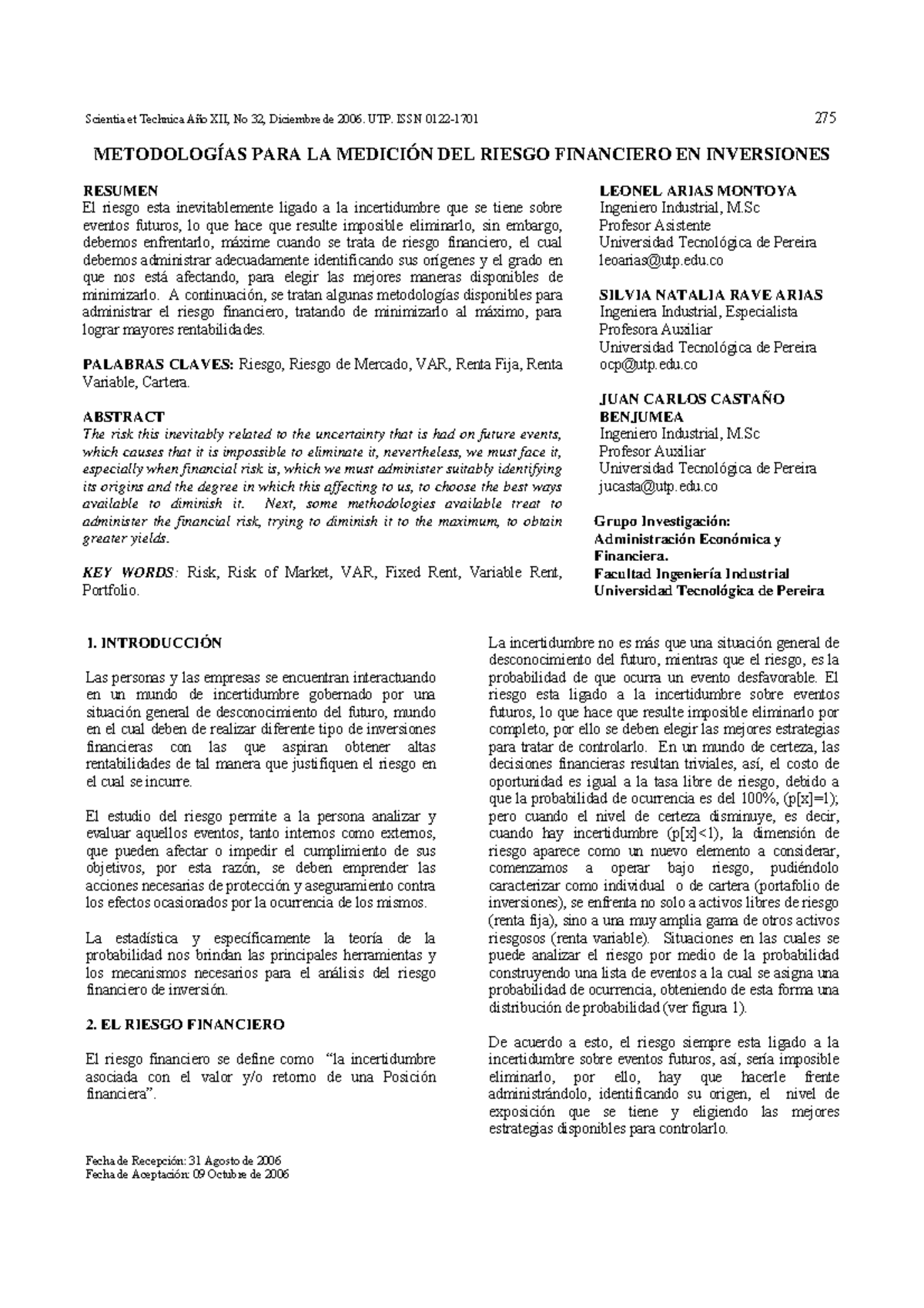 Dialnet-Metodologias Para La Medicion Del Riesgo Financiero En Inv-4823578 - Scientia et ...