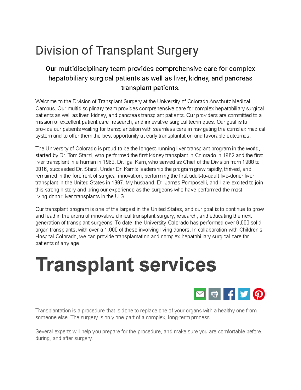 Division of Transplant Surgery - Division of Transplant Surgery ...