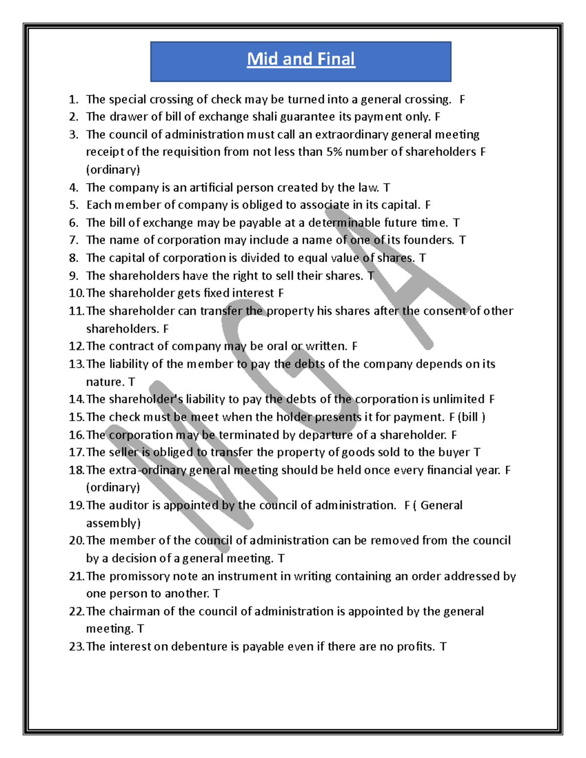 Midterm & Final - good - The special crossing of check may be turned ...