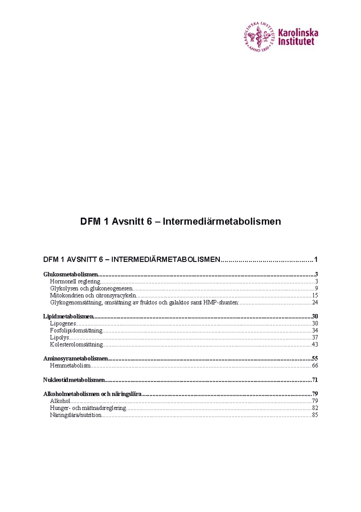 DFM1M2A6LLS - anatomi kursanteckningar - DFM 1 Avsnitt 6 ...