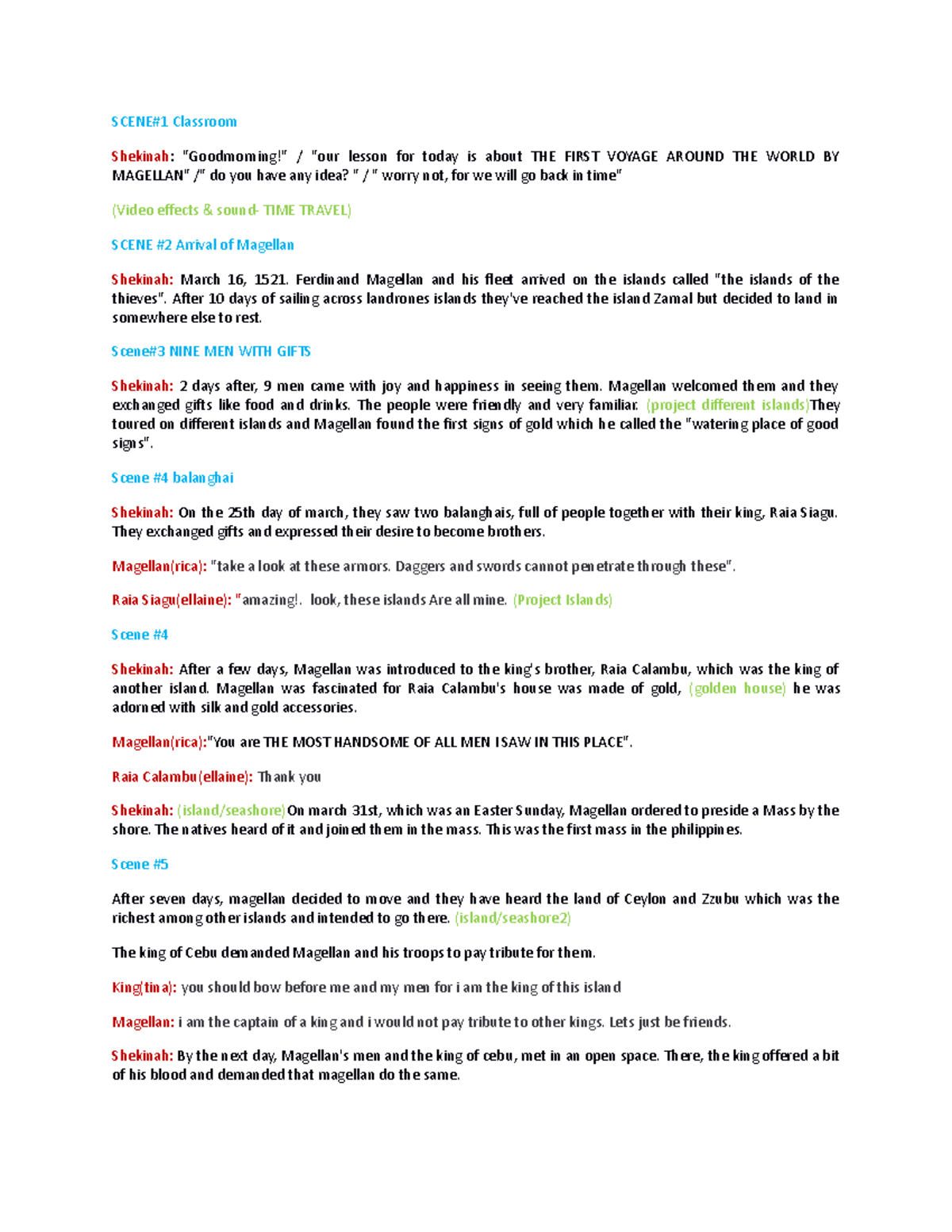 426661680 History Role play Script doc - SCENE#1 Classroom Shekinah ...