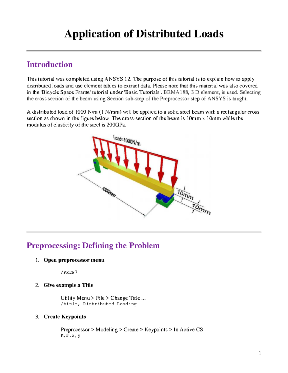 Tutorial 3 Distributed Loads - Application of Distributed Loads ...