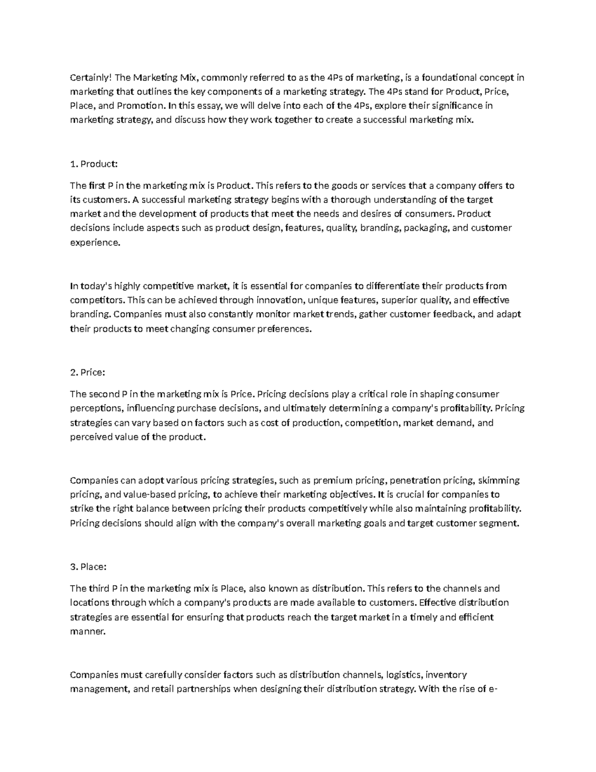 Marketing 4P - Certainly! The Marketing Mix, commonly referred to as ...