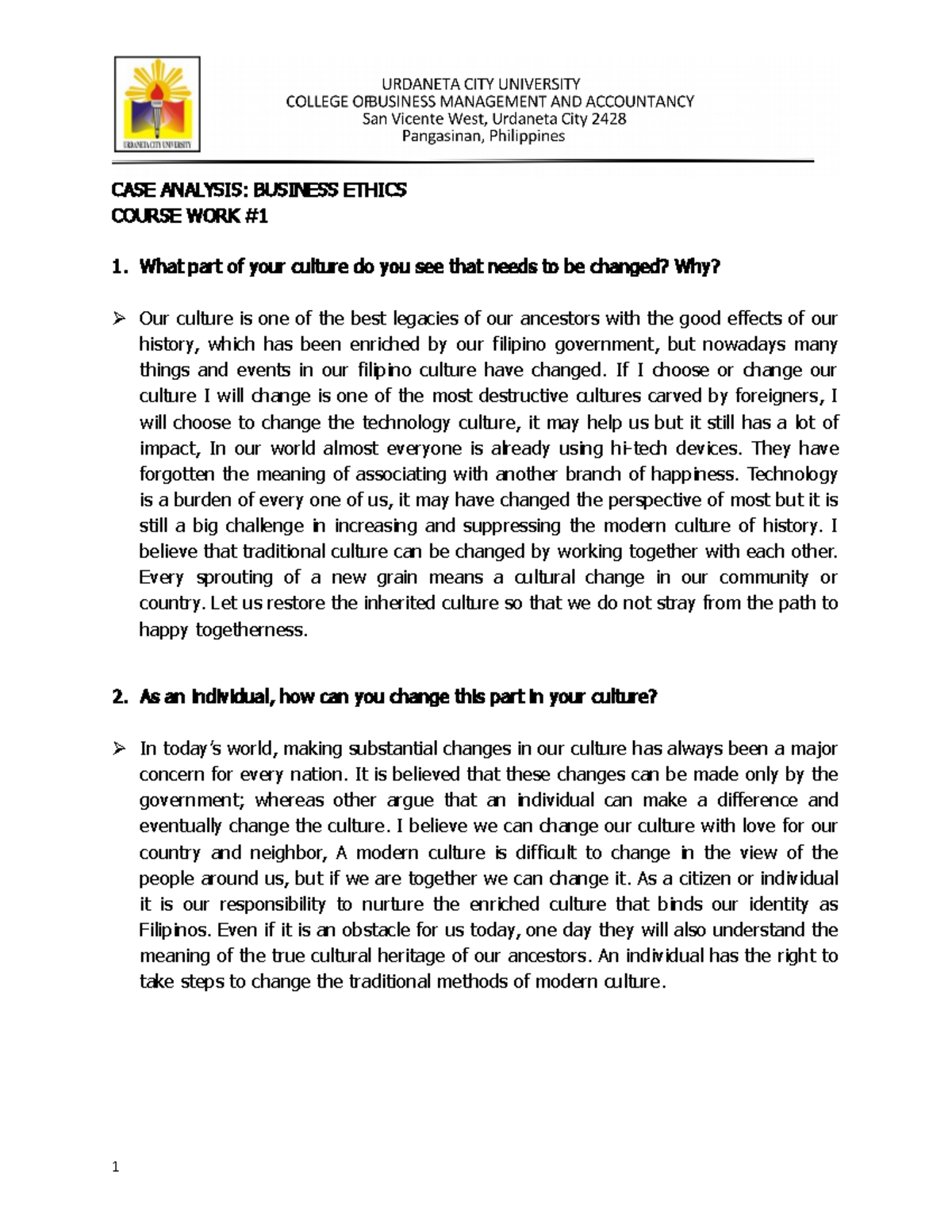 Business Ethics Coursework - CASE ANALYSIS: BUSINESS ETHICS COURSE WORK ...