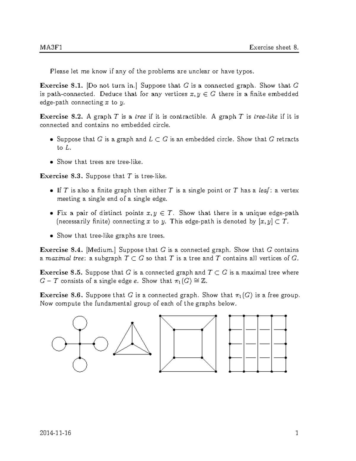 MA3F1 2014-2015 Problem Sheet 8 - MA3F1 Exercise sheet 8. Please let me ...