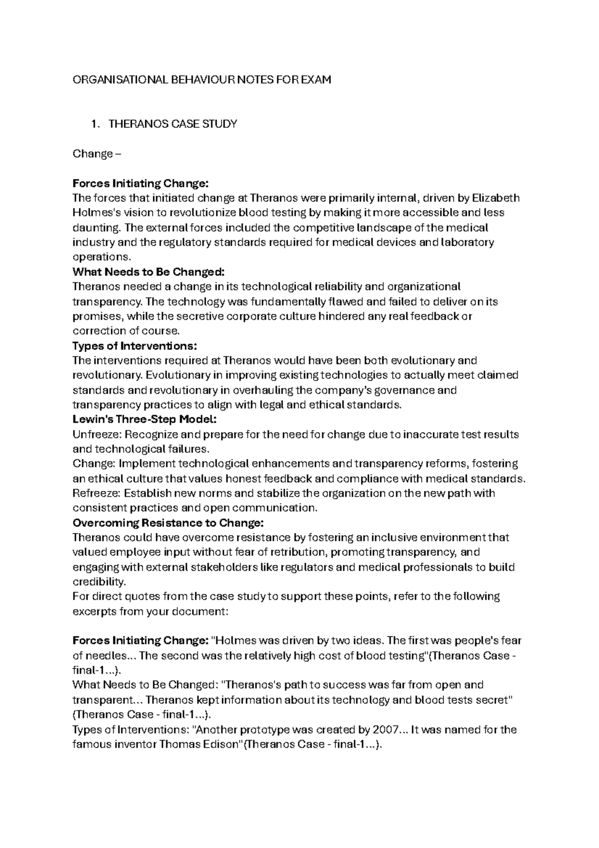 Theranos - Summary Organisational Behaviour - ORGANISATIONAL BEHAVIOUR ...