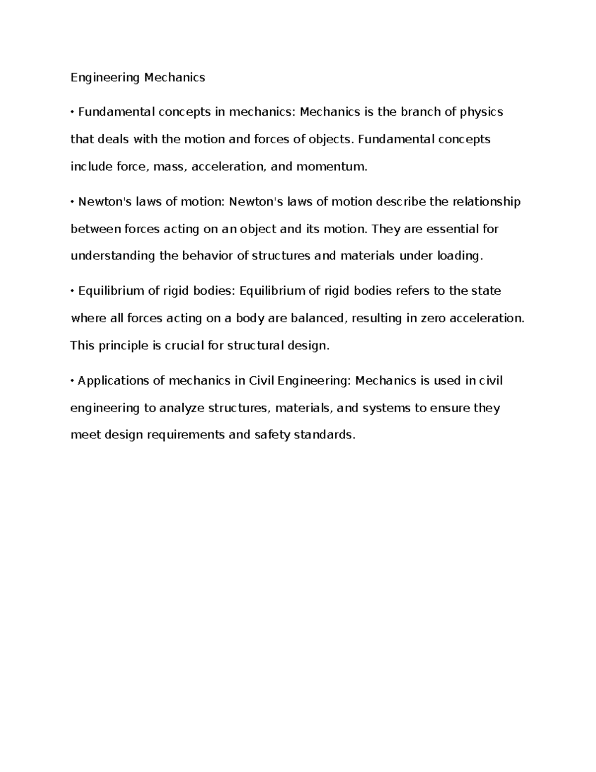 Engineering Mechanics - Engineering Mechanics Fundamental concepts in ...