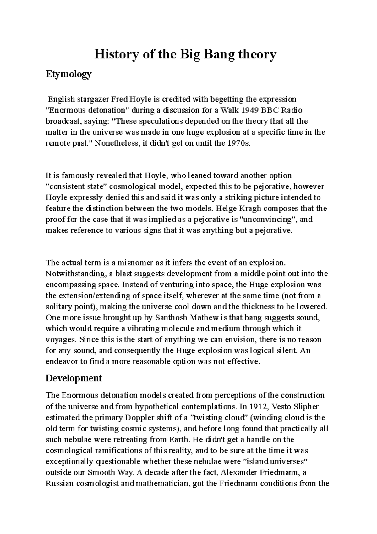 History of the Big Bang theory - History of the Big Bang theory ...