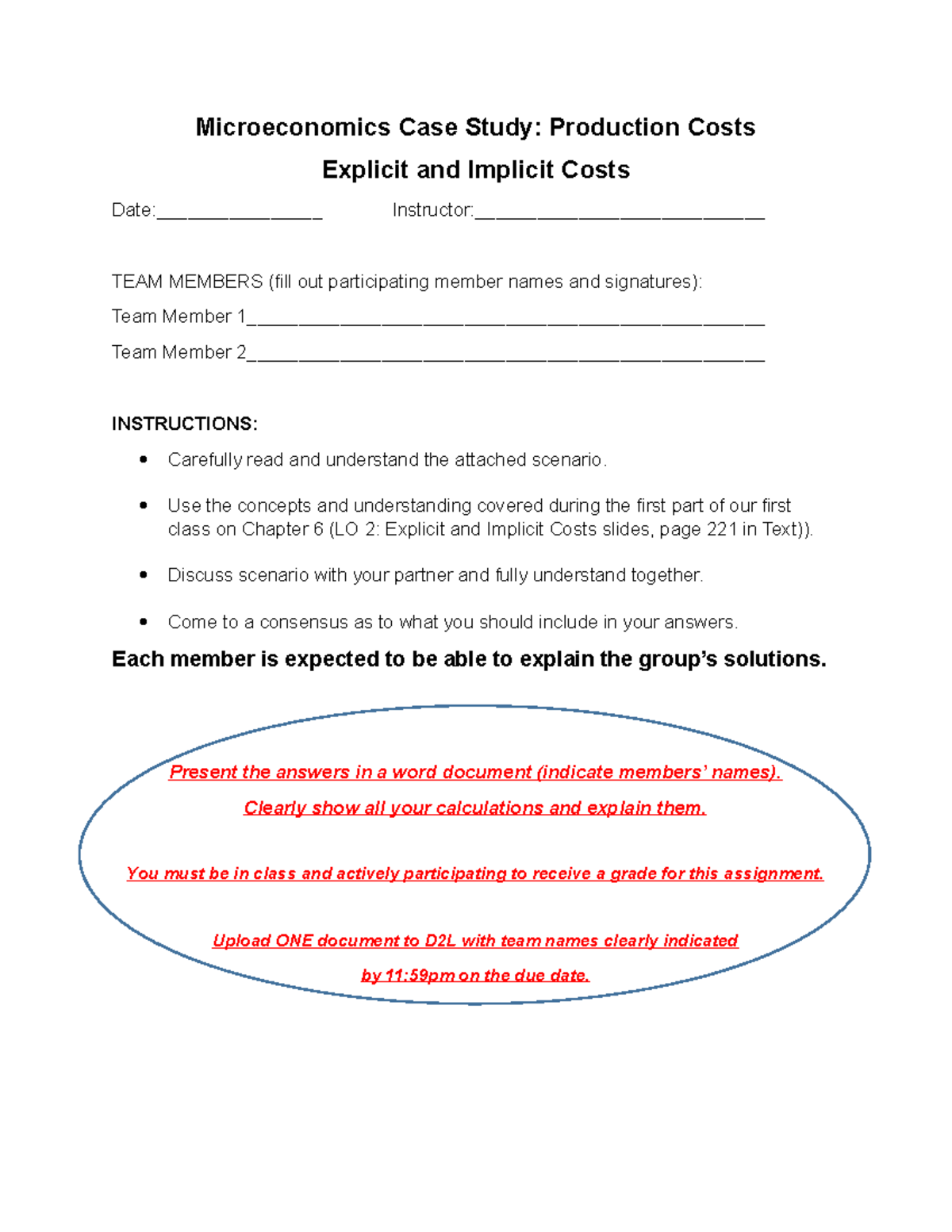 Econ 250 Case Study 4 Partners Instructions & Case - Microeconomics ...