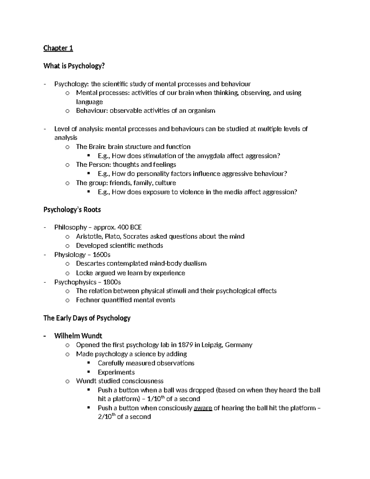 Chapter 1 - Chapter 1 What is Psychology? Psychology: the scientific ...
