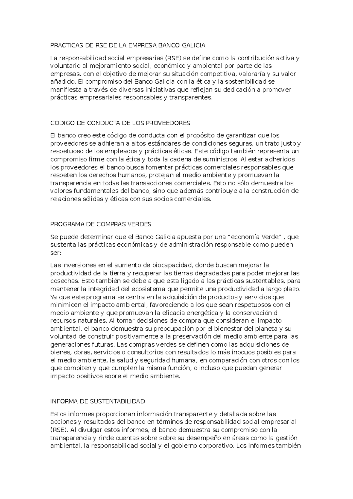 Parcial-etica - Última pregunta - PRACTICAS DE RSE DE LA EMPRESA BANCO ...