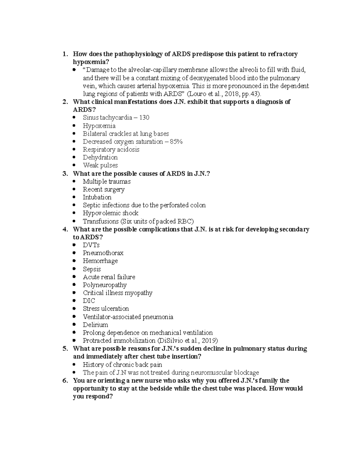 ARDS Case Study - Selena Calloway - How does the pathophysiology of ...