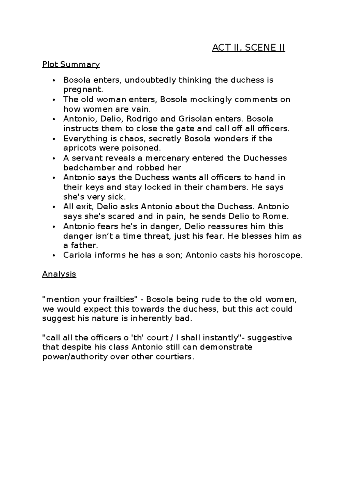 ACT II, Scene II (DOM) - ACT II, SCENE II Plot Summary Bosola enters ...