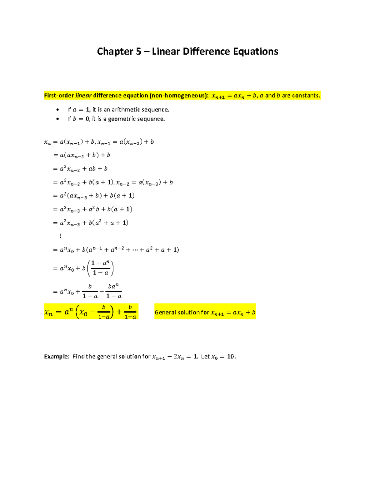 Module 2, Topic 1 Notes; Chapter 5 Notes (Linear Diff Eqns ...