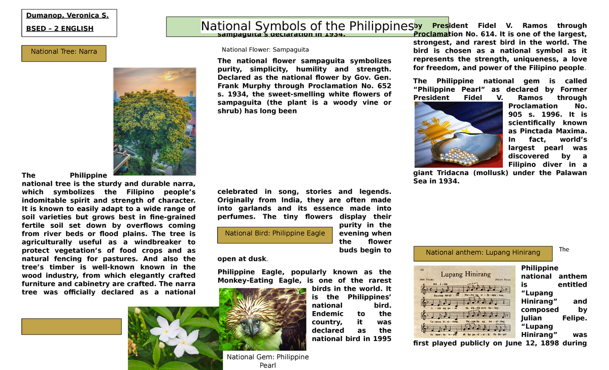 Brochure - The Philippine national tree is the sturdy and durable narra ...
