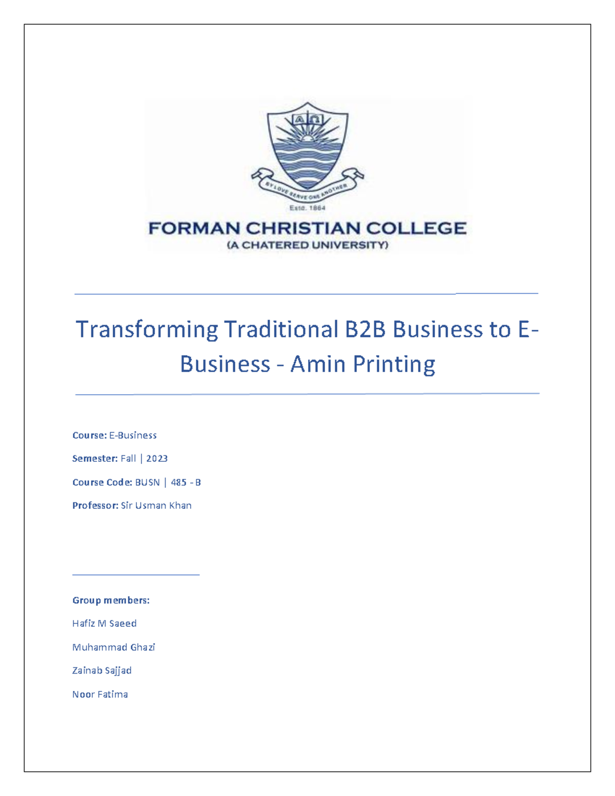Amin Printing - assignment - Transforming Traditional B2B Business to E ...