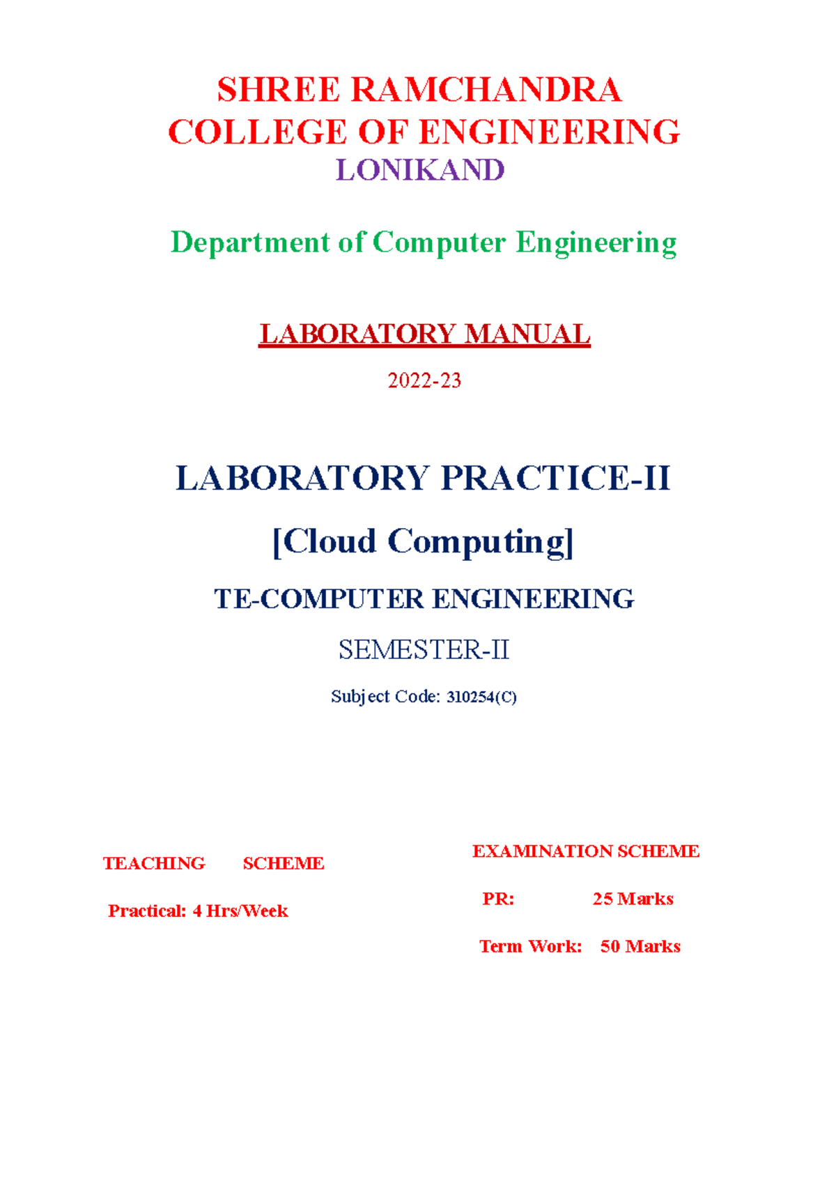 CC Practicals - Cloud Computing Practical Stuff - SHREE RAMCHANDRA ...